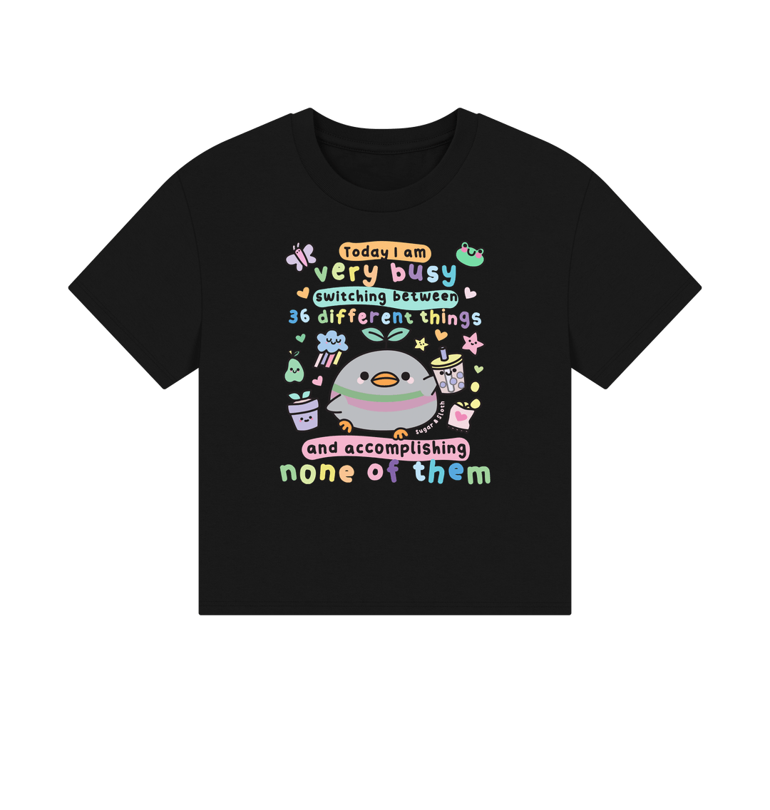 I Am Very Busy - Boxy Fit T-shirt - Black