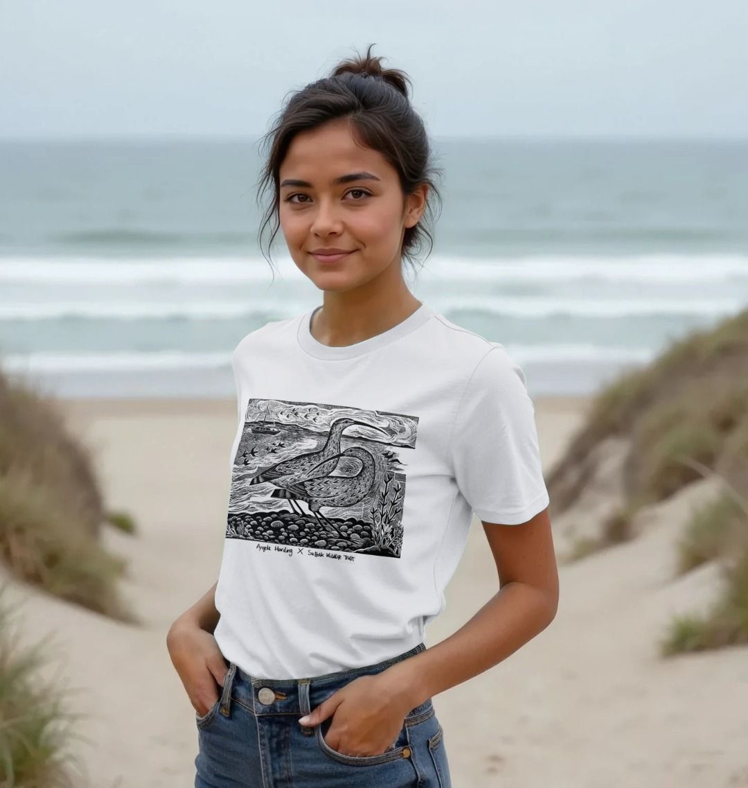 Women's Curlew T-Shirt Angela Harding X Suffolk Wildlife Trust