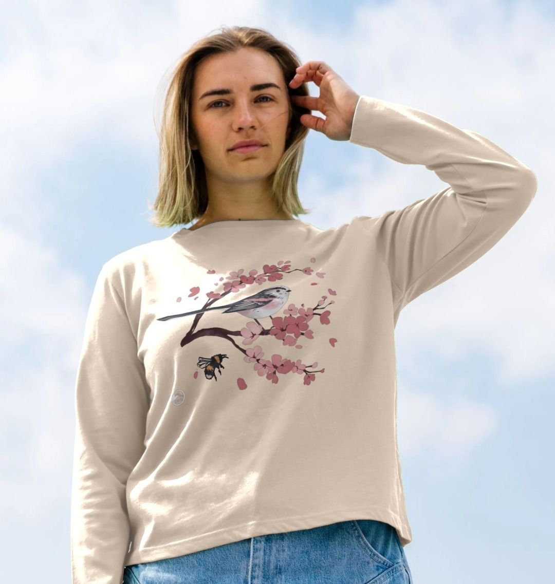 Long-tailed Tit Heavyweight Long Sleeved T-shirt