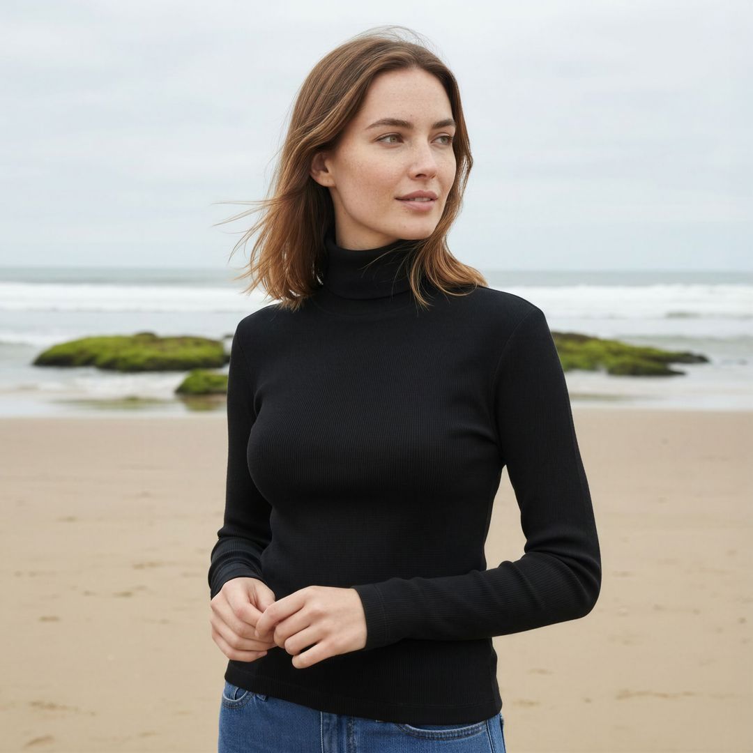 Women's Ribbed Turtleneck Top