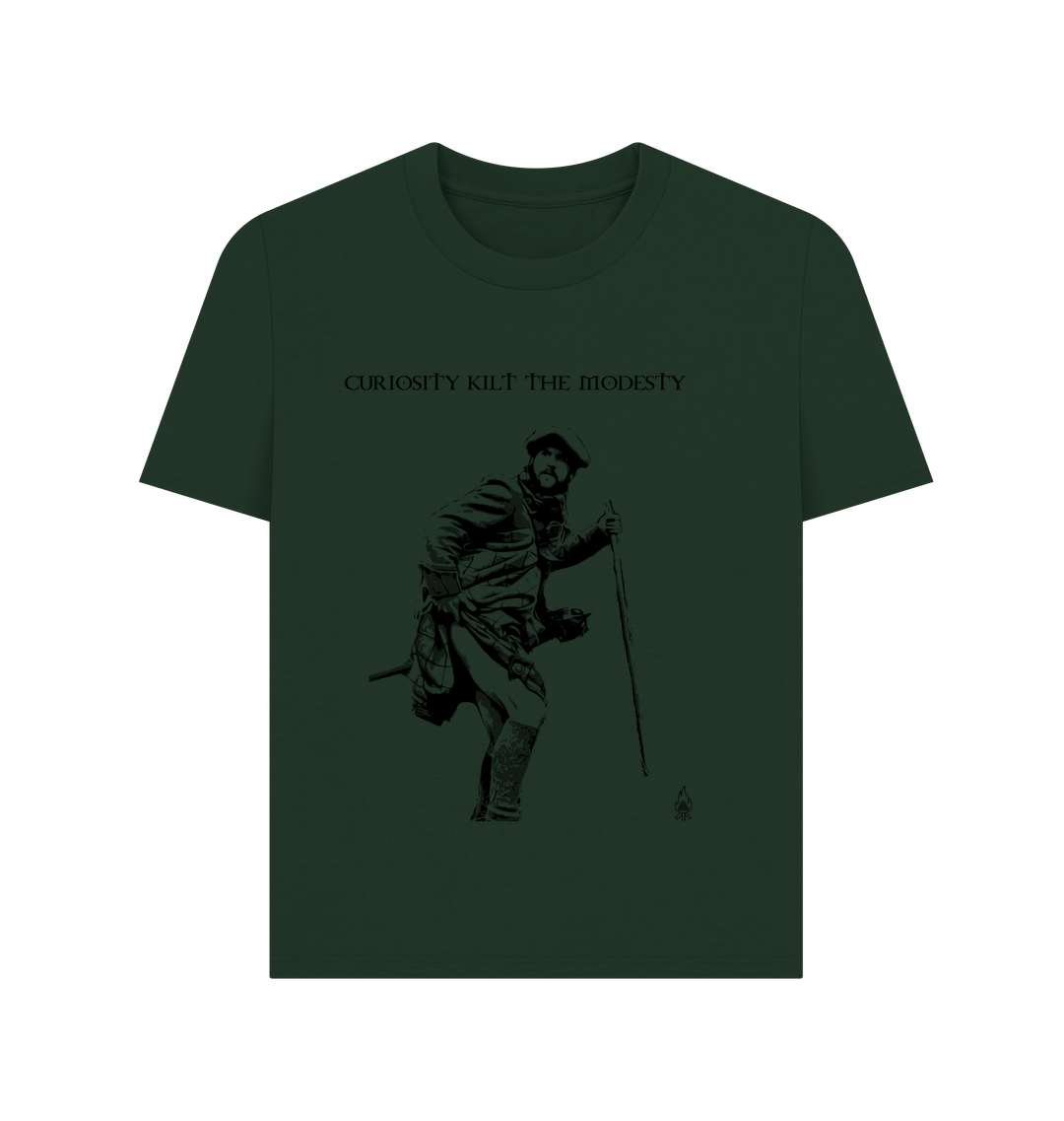"Curiosity Kilt The Modesty"- Woman's- Limited Edition Comedy T-shirt