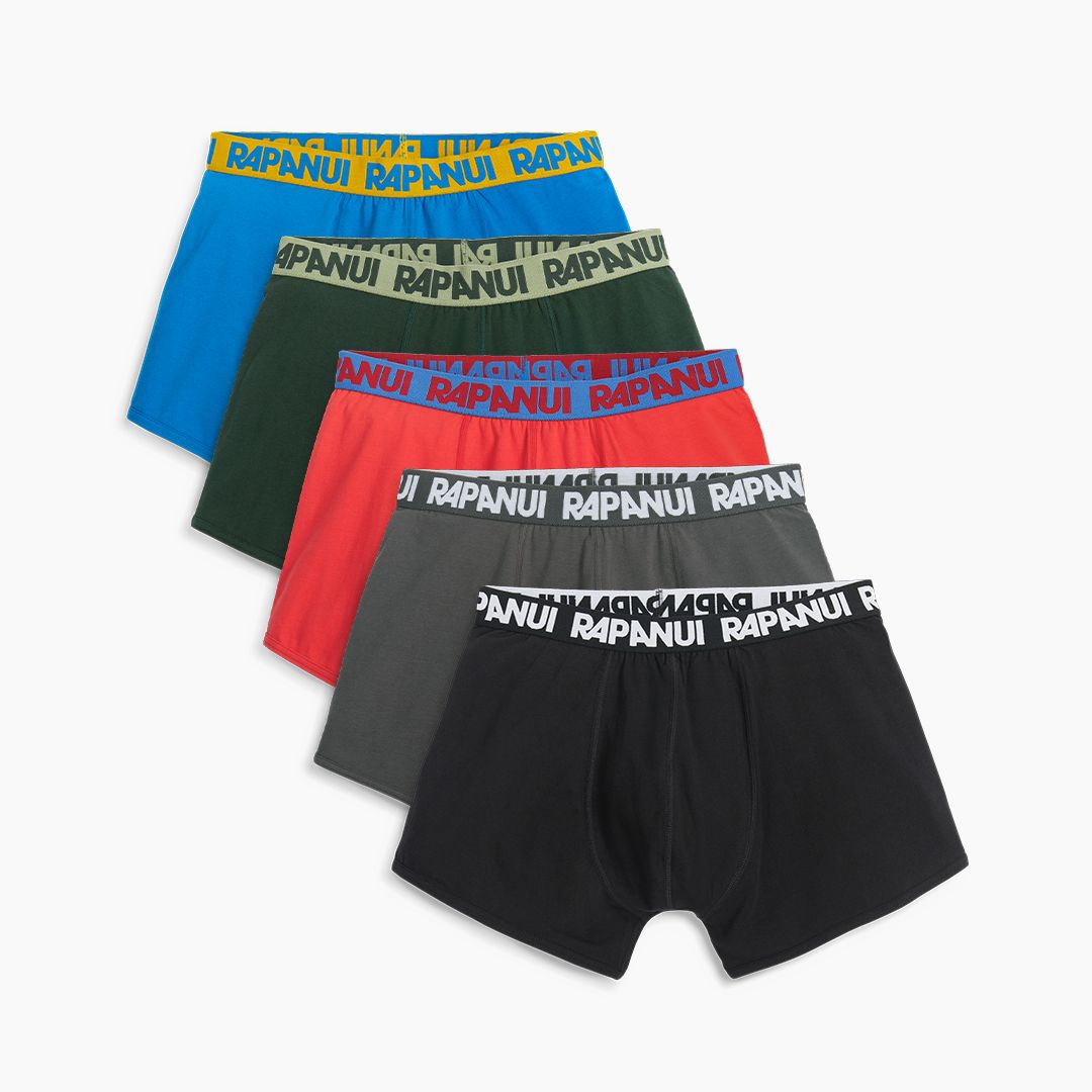 Men's Organic Logo Cotton Boxers - 5 Pack | Rapanui