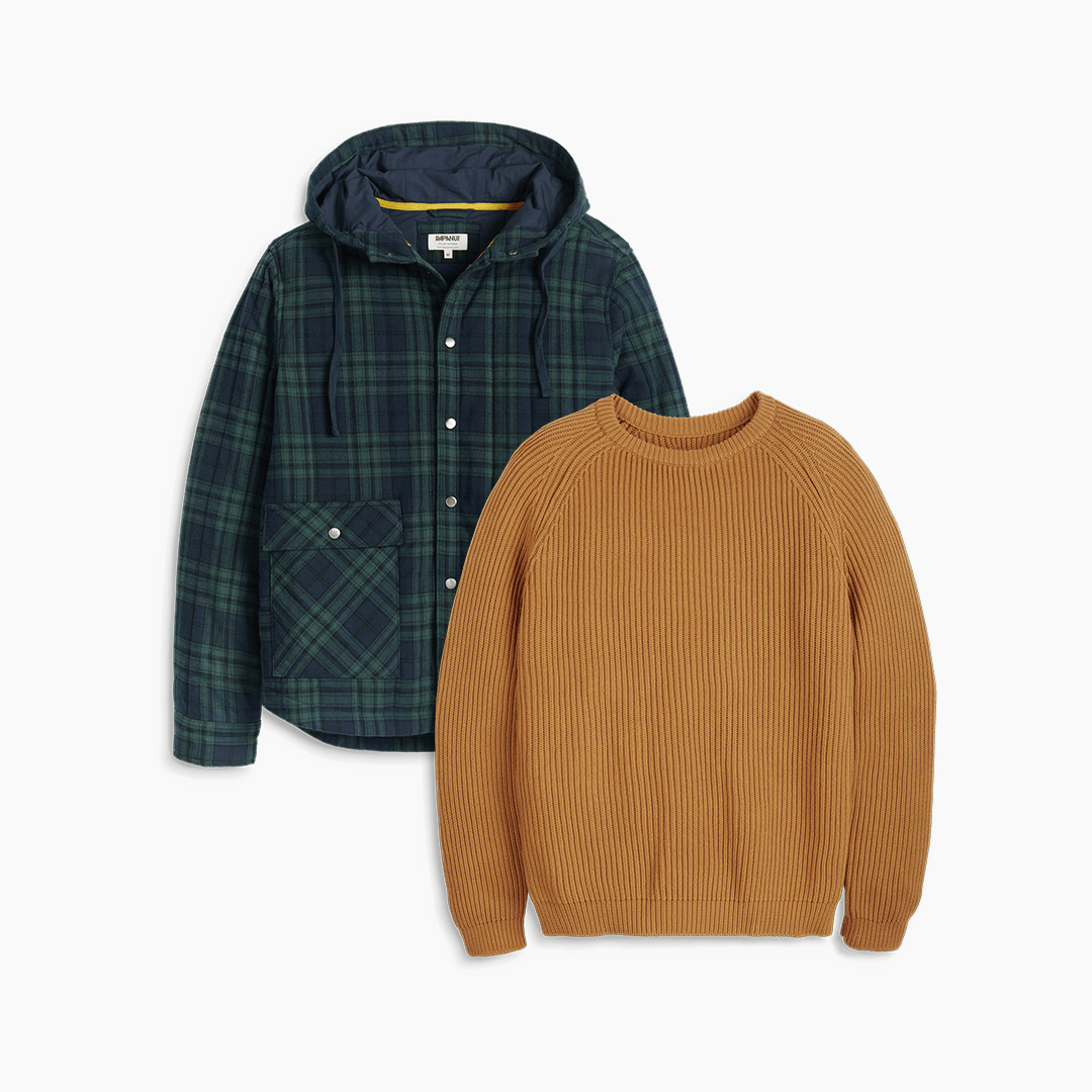Men's Flannel Jacket & Knit Jumper Bundle | Rapanui