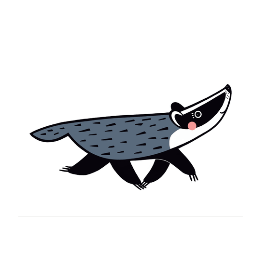 Badger art print - A4 landscape - Recycled paper - Bumbling Bert