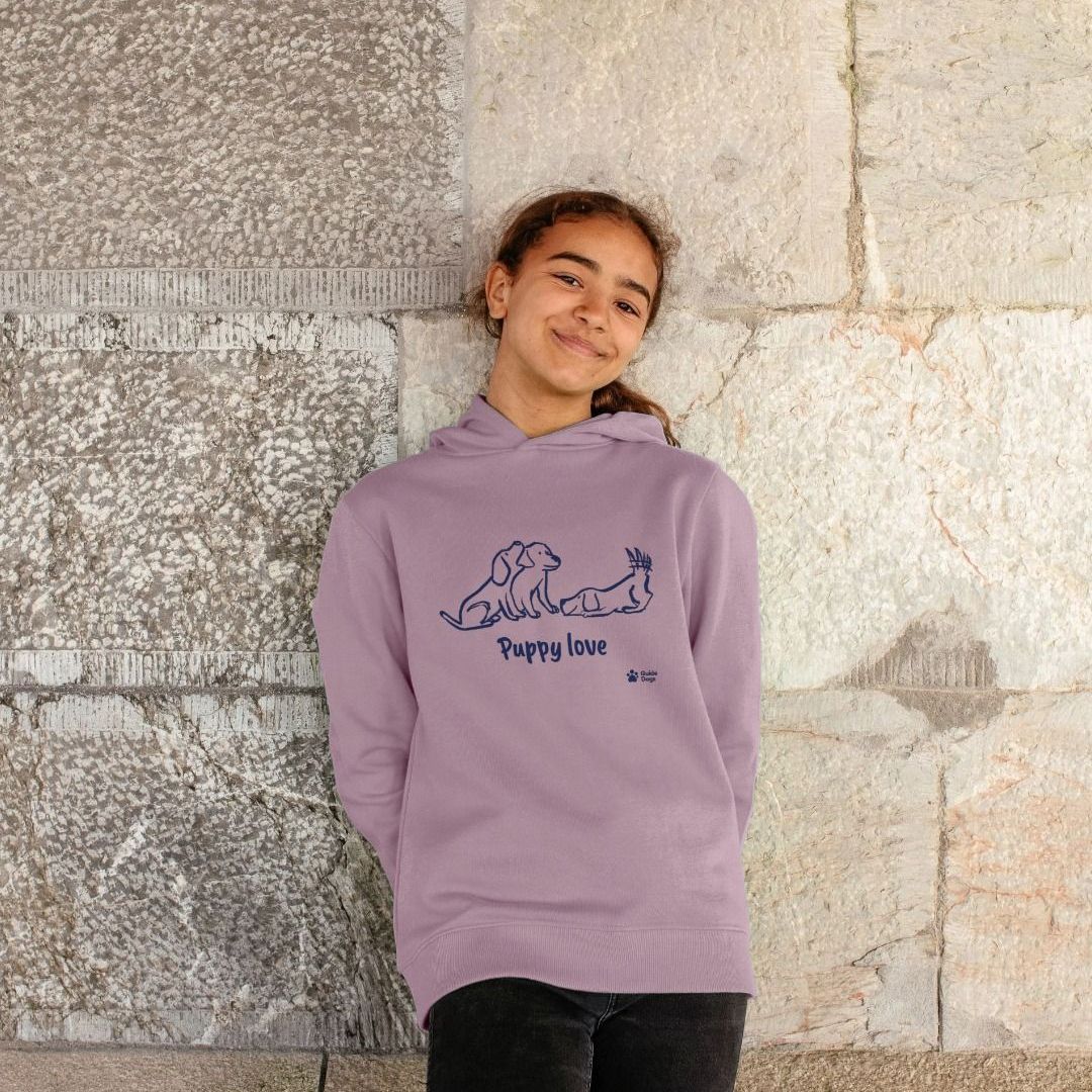 Puppy Love Illustrated Kid's Hoodie (blue design)