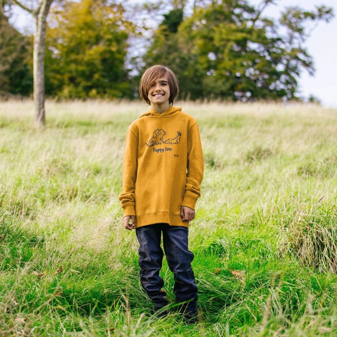 Puppy Love Illustrated Kid's Hoodie (blue design)