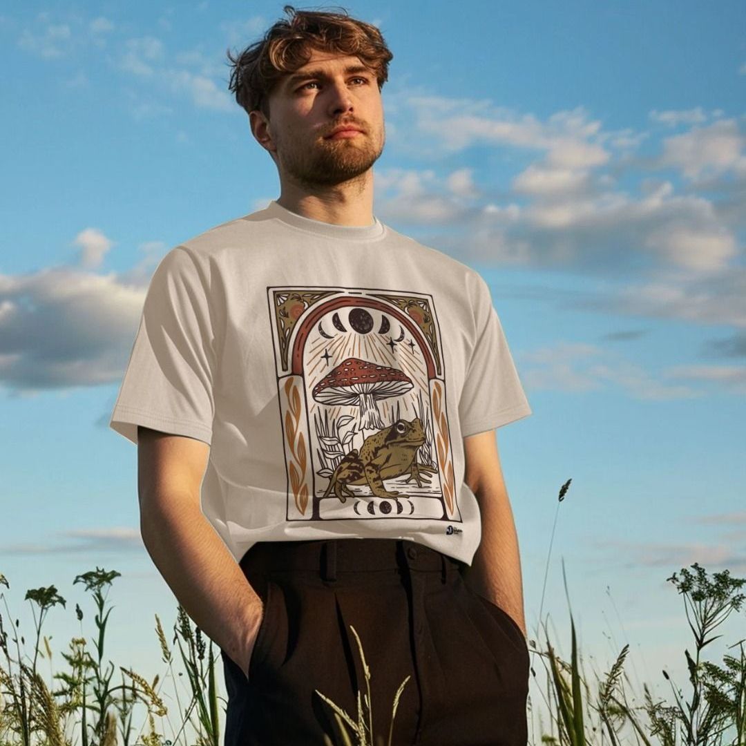 Frog & Fly Agaric Tarot Card Oversized T-Shirt