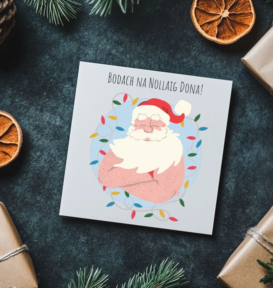 Bad Santa Merry Christmas Card - Square Portrait (12.5cm x 12.5cm)