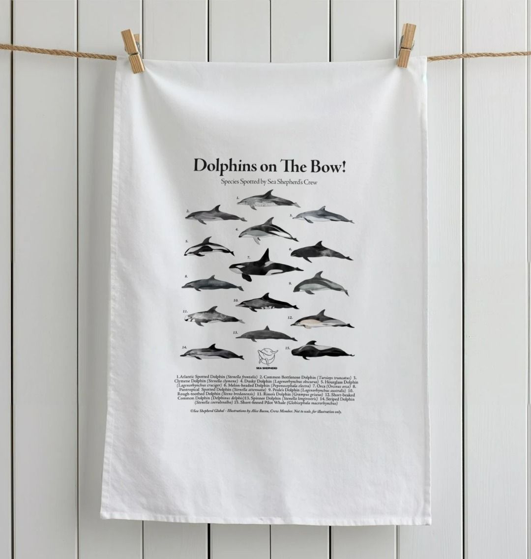 Sea Shepherd Dolphin Spotter Guide Tea Towel