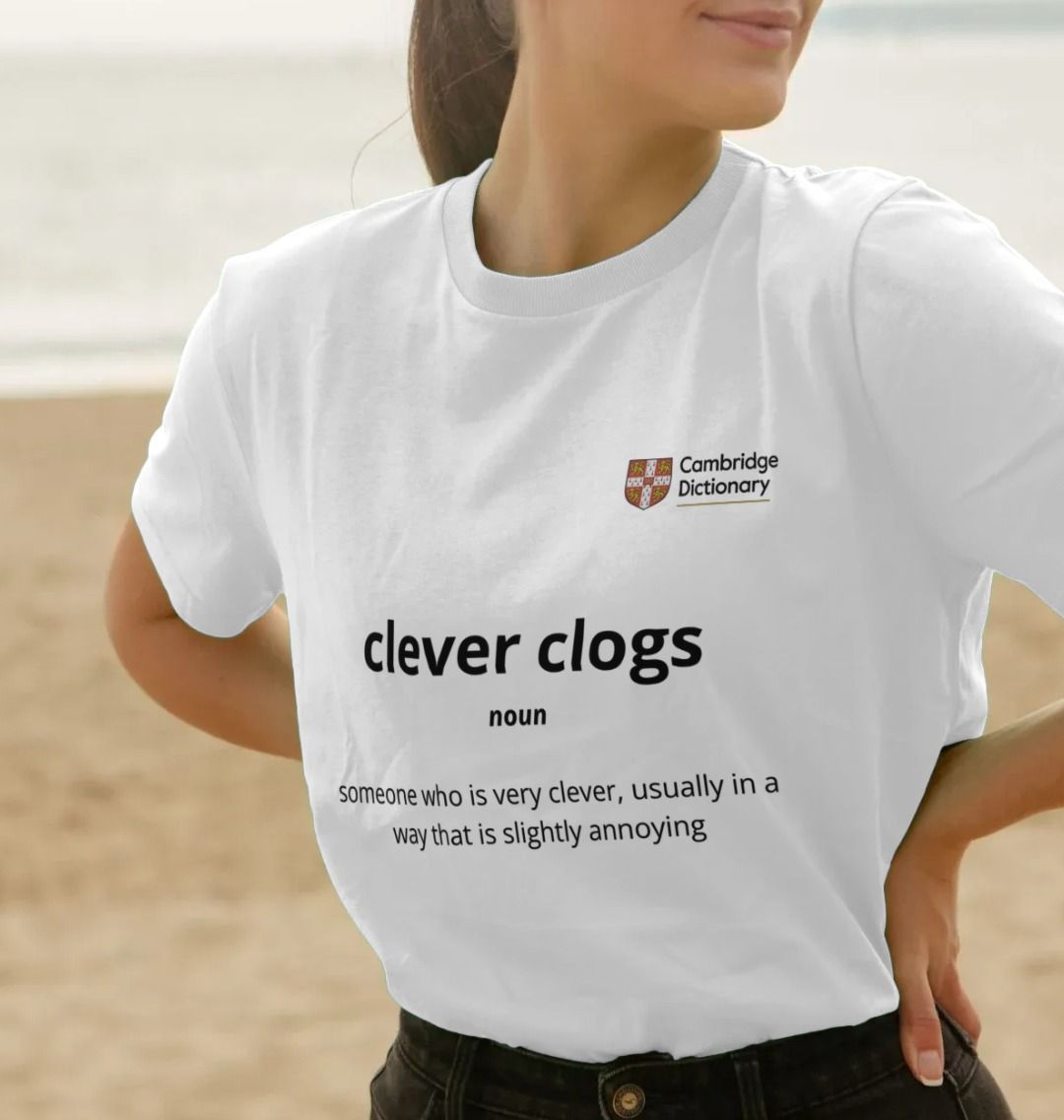 Clever clogs organic cotton T shirt - black writing variety