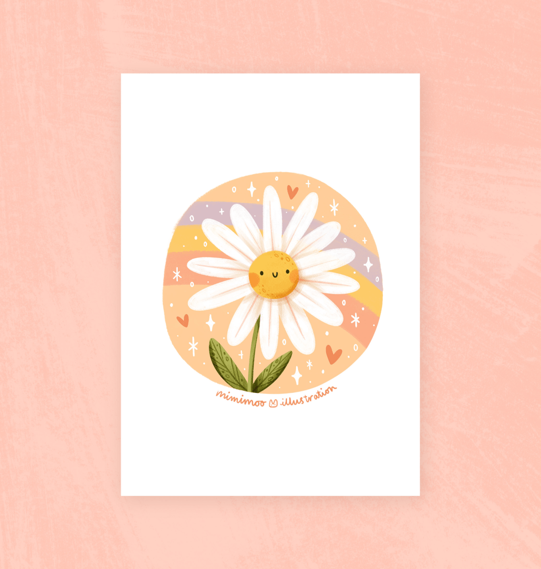Rainbow Daisy - A4 Print