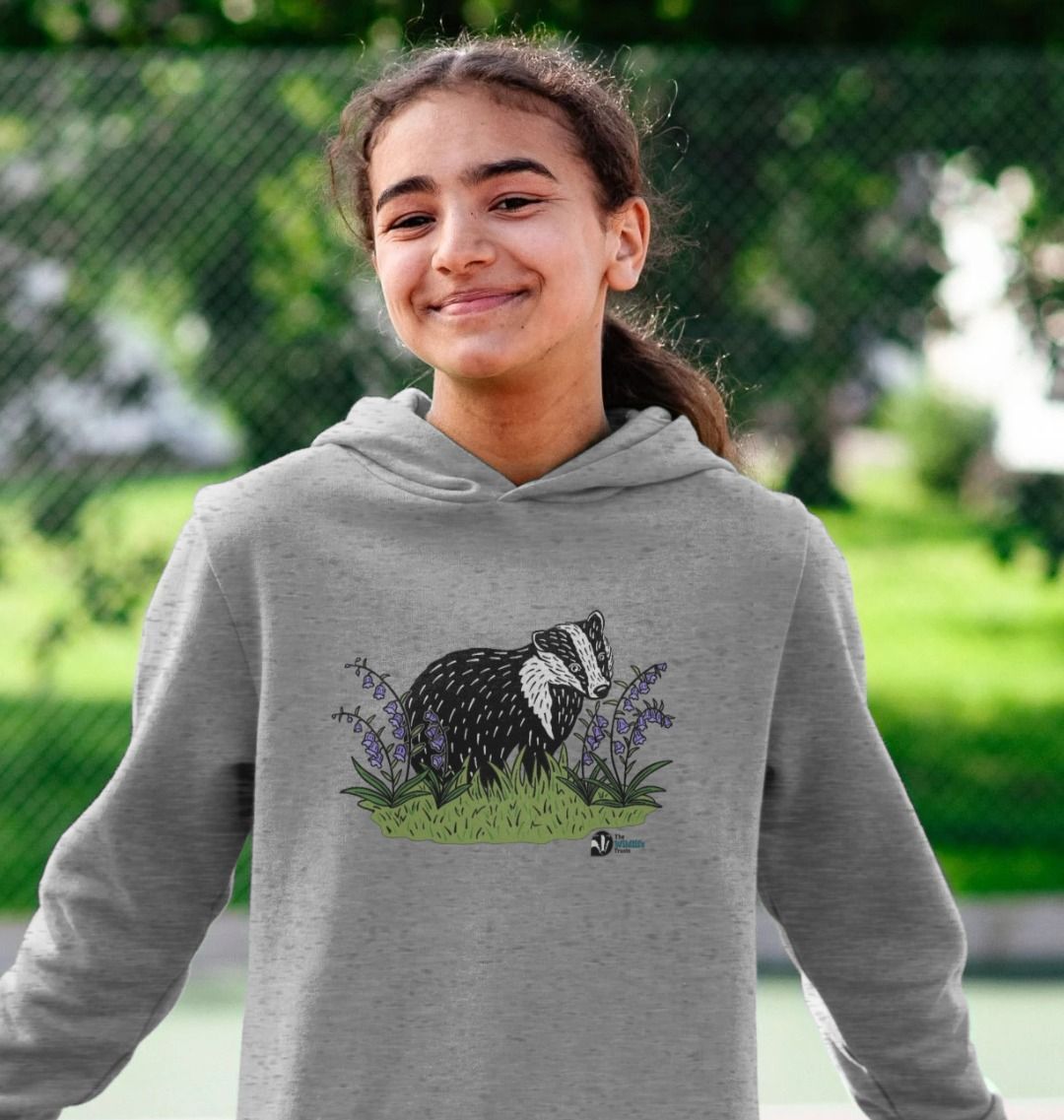 Badger in Bluebells Kids Hoodie
